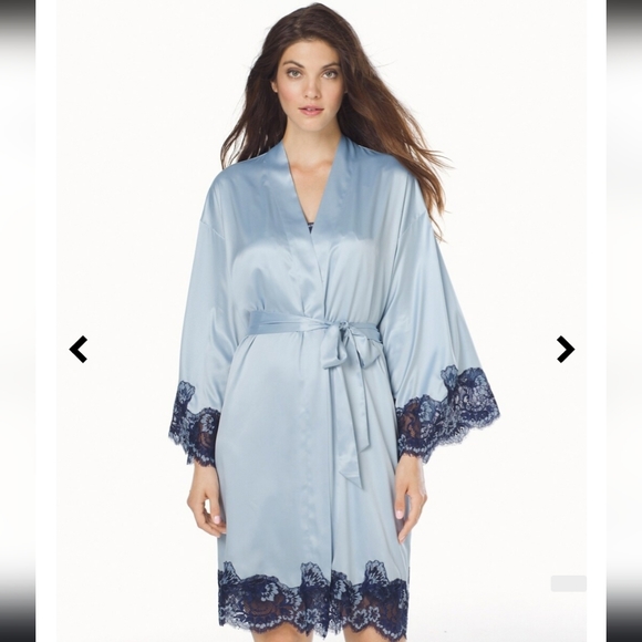 Soma | Intimates & Sleepwear | Soma Satin And Lace Short Robe Celestial ...